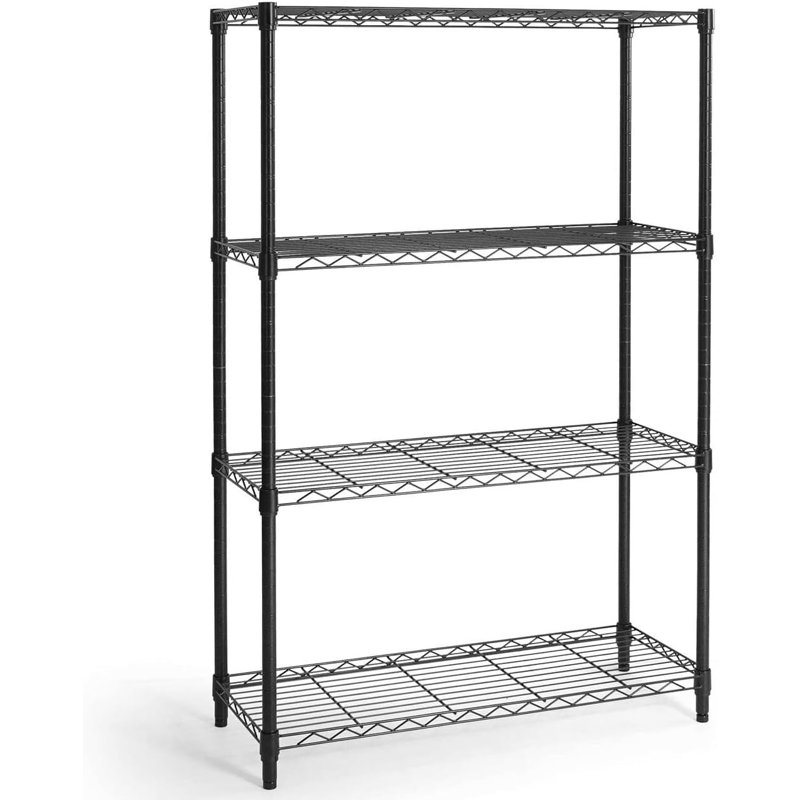 CAPHAUS Adjustable Height Wire Shelving Unit, Wire Rack, 4-Tier Without Wheels, Black | Wayfair